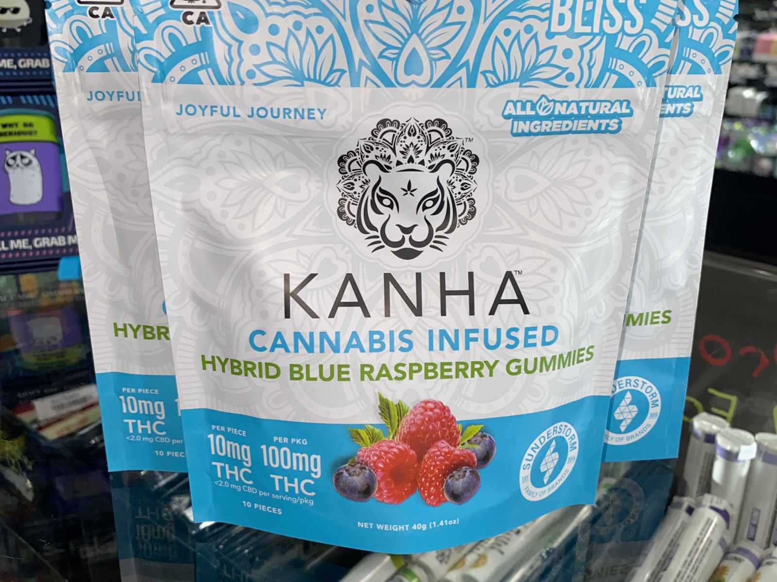 Kanha Blue Raspberry Gummies 100mg THC | Kure Wellness | Medical Dispensary